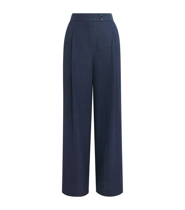 Eleventy Linen-wool-silk Blend Pleated Trousers