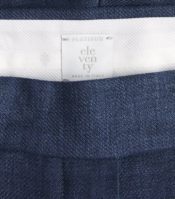Eleventy Linen-wool-silk Blend Pleated Trousers