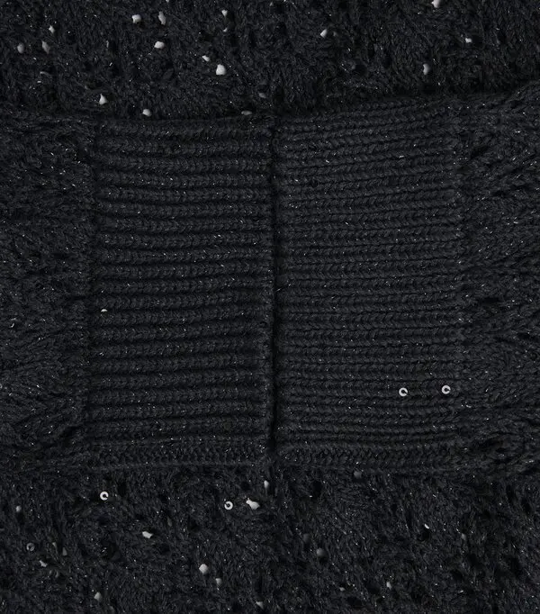Eleventy Cotton-blend Open-work Sweater - Black