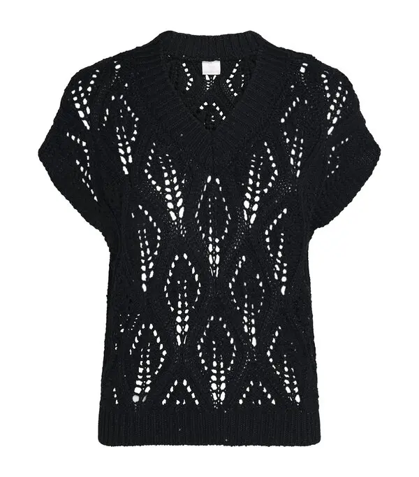 Eleventy Short Sleeve Sequin Sweater - Black