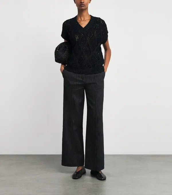 Eleventy Short Sleeve Sequin Sweater