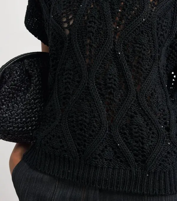 Eleventy Short Sleeve Sequin Sweater