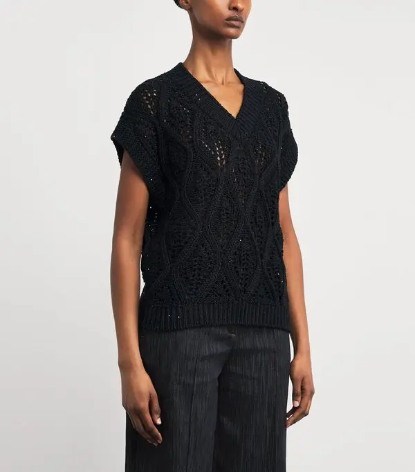 Eleventy Short Sleeve Sequin Sweater