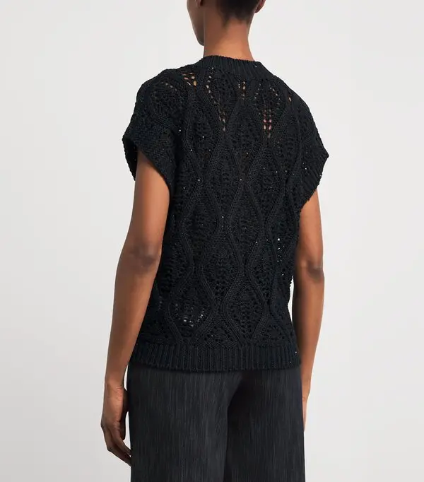 Eleventy Short Sleeve Sequin Sweater
