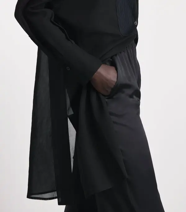 Eleventy Cotton Longline Dress Shirt With Ribbed Plastron