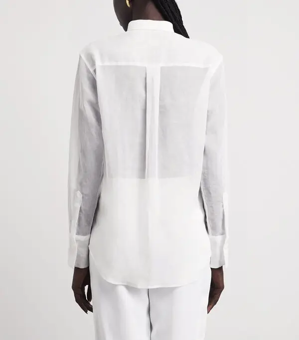 Eleventy Cotton Gauze Longline Dress Shirt With Ribbed Plastron