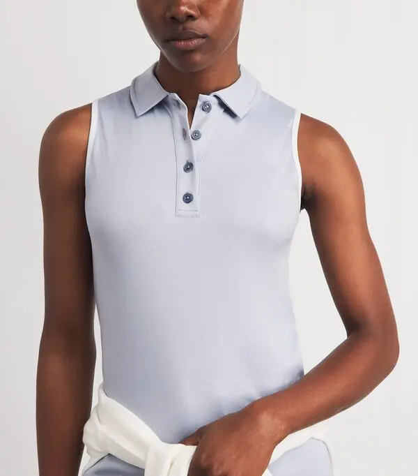 Eleventy Sleeveless Polo Shirt With Contrasting Trim