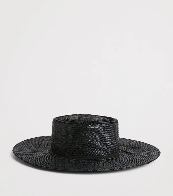 Eleventy Straw Woven Sun Hat - Black