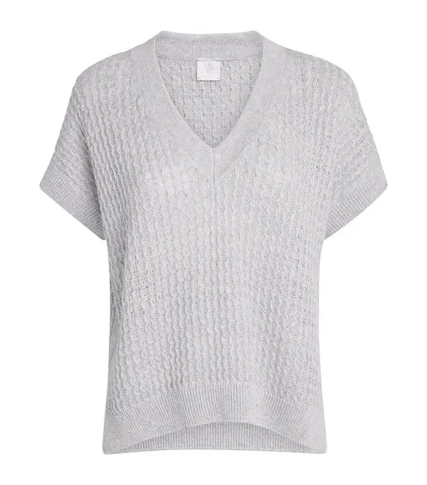 Eleventy Cotton-silk V-neck Short-sleeve Sweater