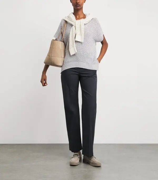 Eleventy Cotton-silk V-neck Short-sleeve Sweater