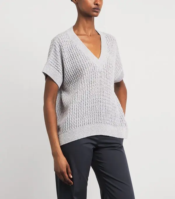 Eleventy Cotton-silk V-neck Short-sleeve Sweater
