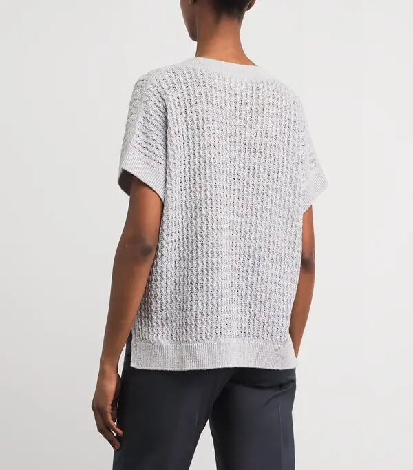 Eleventy Cotton-silk V-neck Short-sleeve Sweater