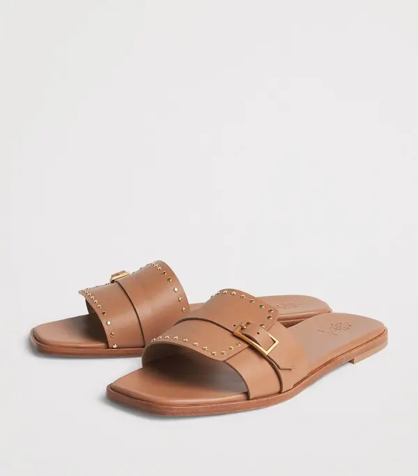 Eleventy Leather Embellished Flat Sandals