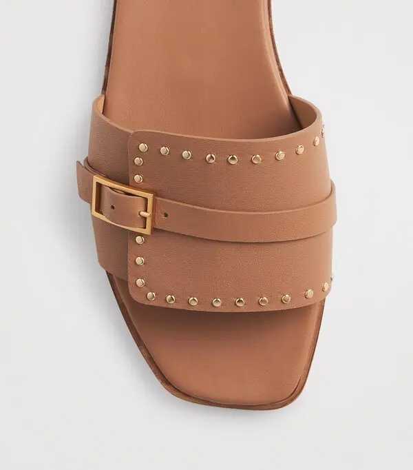 Eleventy Leather Embellished Flat Sandals