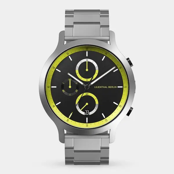 Lilienthal Berlin Chronograph Ii Watch In Stainless Steel - Black,yellow
