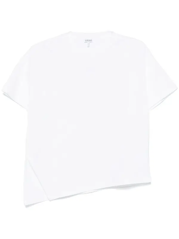 Loewe Asymmetrical T-shirt With Embroidered Anagram Motif - White