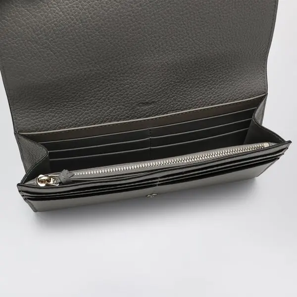 Chloé Alphabet Flap Wallet In Grained Leather - Grey
