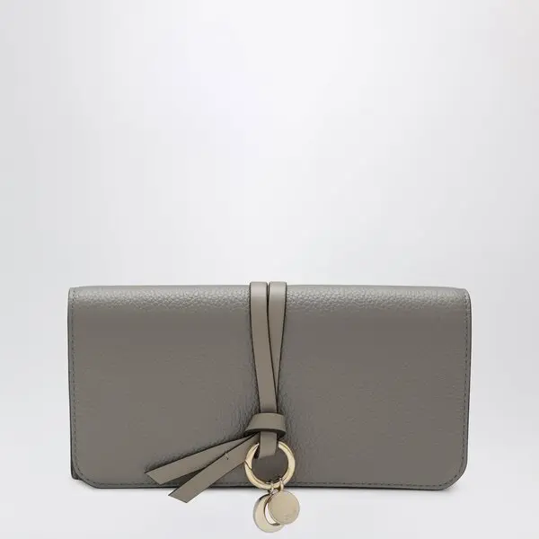 Chloé Alphabet Flap Wallet In Grained Leather - Grey