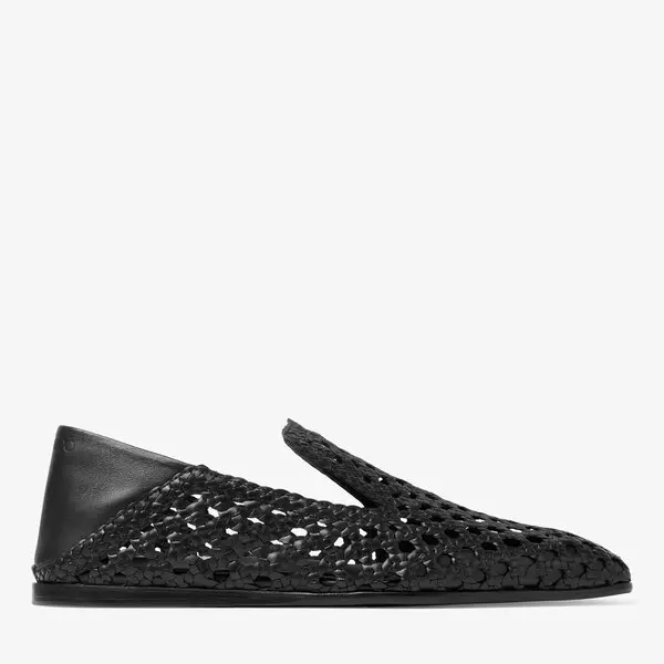 JIMMY CHOO Eliot Woven Leather Slippers