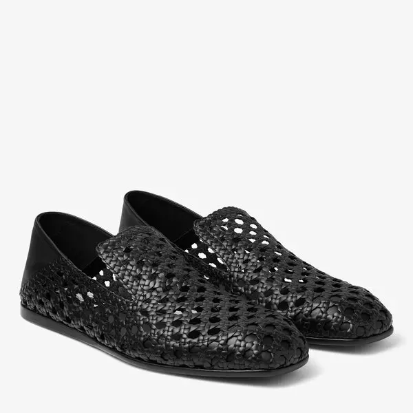 JIMMY CHOO Eliot Woven Leather Slippers