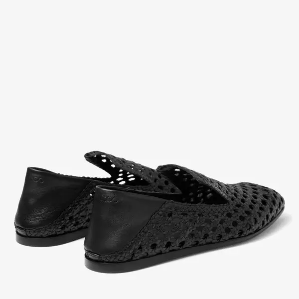 JIMMY CHOO Eliot Woven Leather Slippers