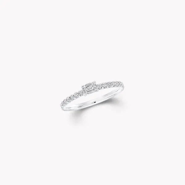 Graff Emerald Cut Diamond Pavé Band Ring - White Gold