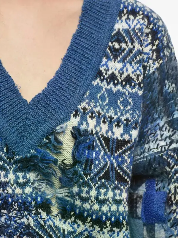 MAISON MARGIELA V-neck Embroidered Sweater