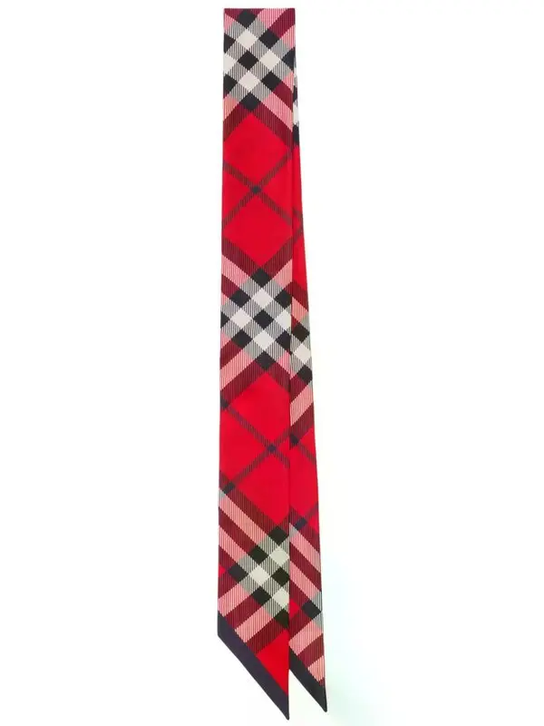 Burberry Check-print Silk Skinny Scarf - Red