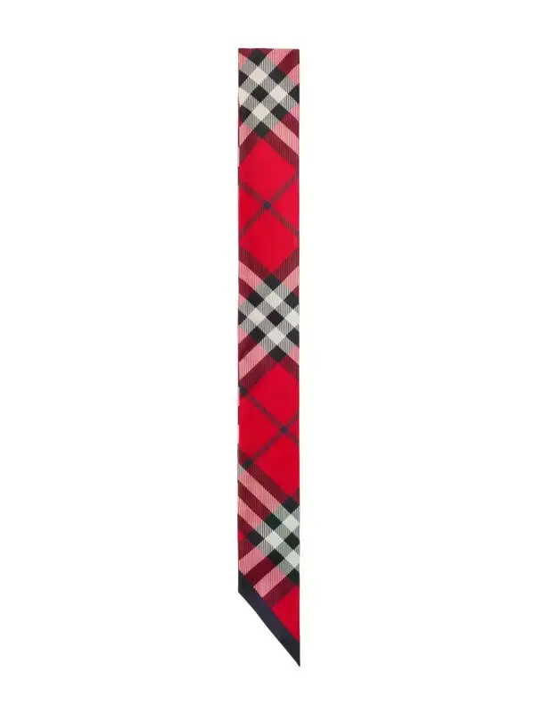 Burberry Check-print Silk Skinny Scarf - Red