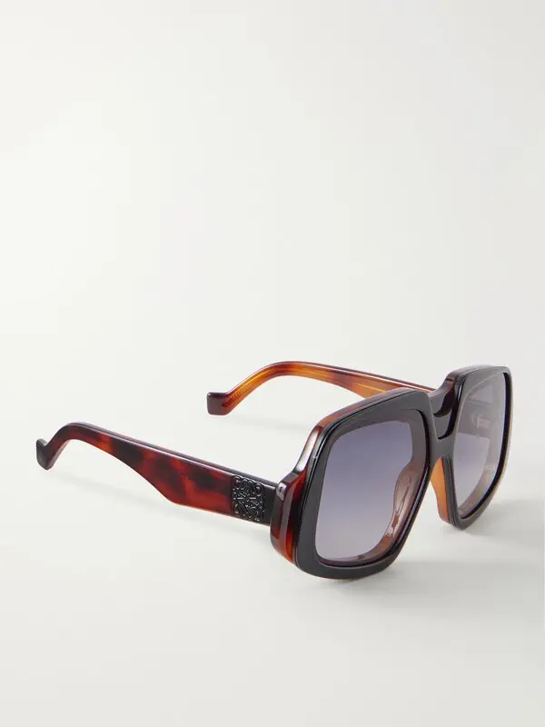 Loewe Anagram Havana Geometric Acetate Sunglasses