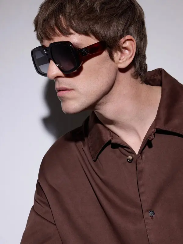 Loewe Anagram Havana Geometric Acetate Sunglasses
