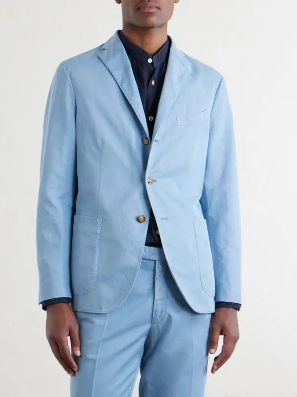 Boglioli Stretch Cotton And Linen-blend Blazer - Blue