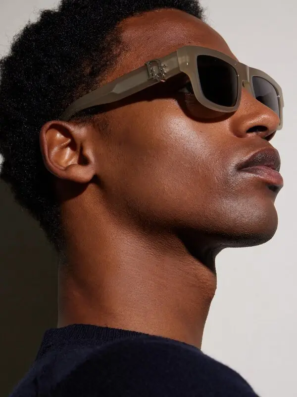Dior Oblique S3i Rectangular-frame Acetate Sunglasses - Neutrals