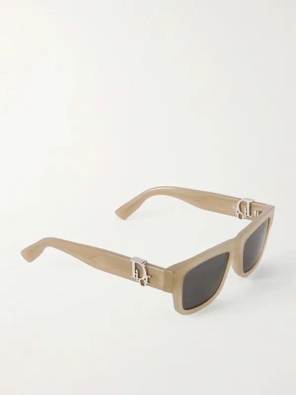 Dior Oblique S3i Rectangular-frame Acetate Sunglasses - Neutrals