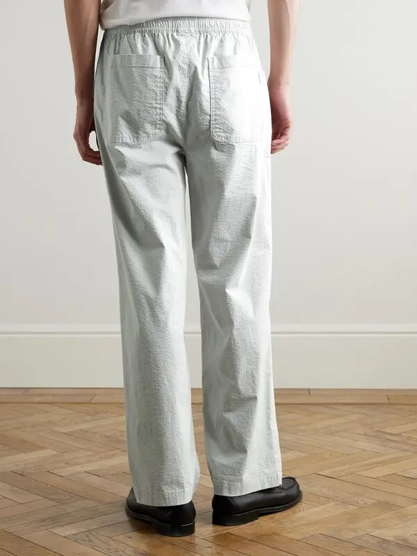 Folk Straight-leg Cotton-blend Seersucker Trousers