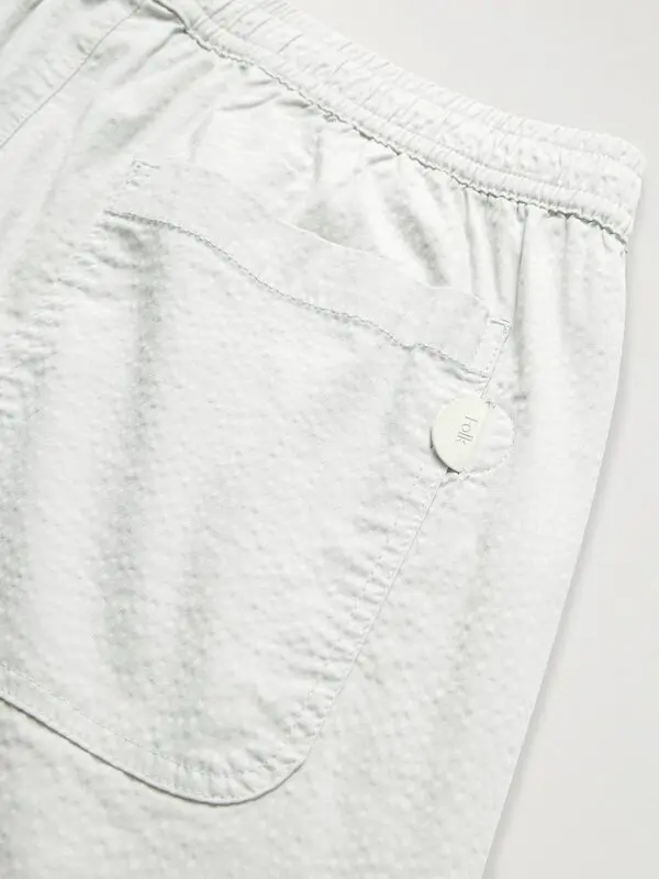 Folk Straight-leg Cotton-blend Seersucker Trousers
