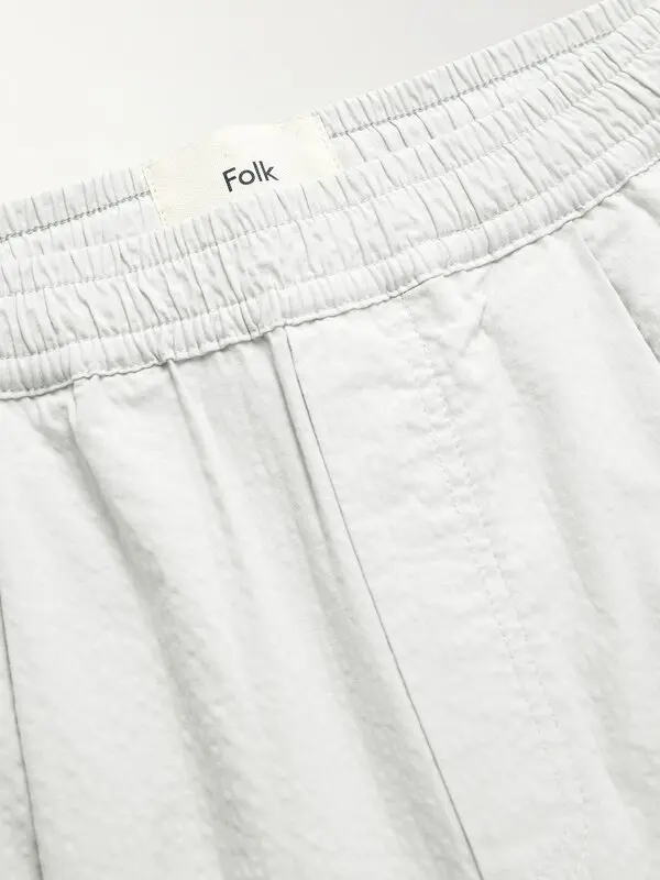 Folk Straight-leg Cotton-blend Seersucker Trousers