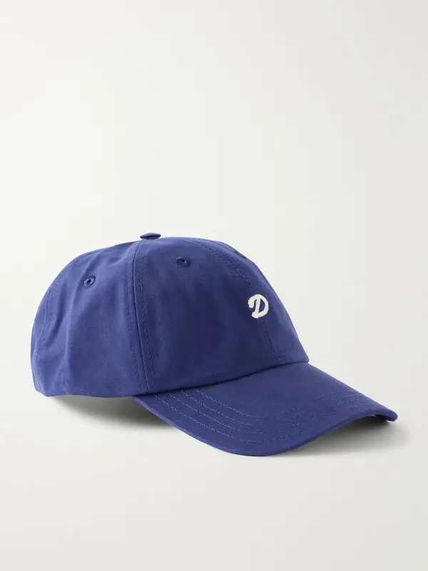 DRAKE'S Logo-embroidered Cotton-twill Baseball Cap - Blue