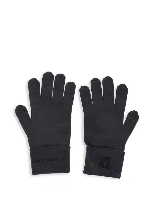 Givenchy Logo Embroidered Wool Gloves - Grey