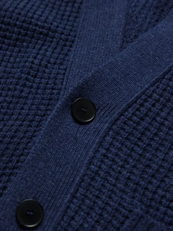 Folk Embroidered Waffle-knit Cardigan
