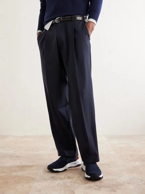 Berluti Shadow Leather-trimmed Stretch-knit Sneakers