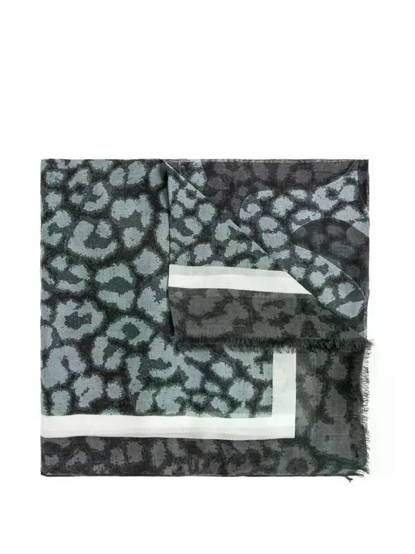 ALLSAINTS Leopard-print Frayed Scarf - Blue