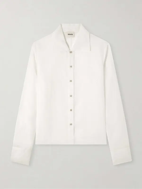 Khaite Jaylin Cotton And Silk-blend Shirt - Off-white