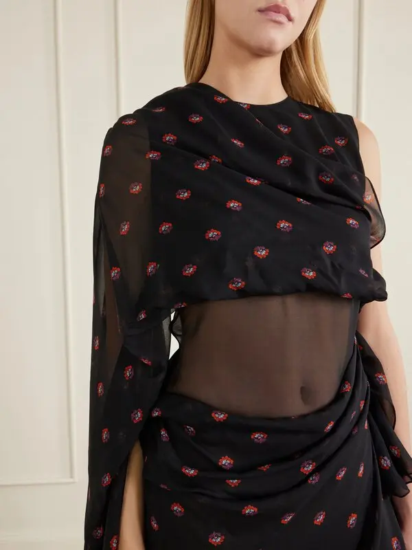 LIBEROWE Floral Print Silk Chiffon Gown