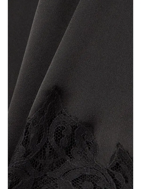 Stella McCartney Lace-trimmed Satin Wrap Skirt - Black