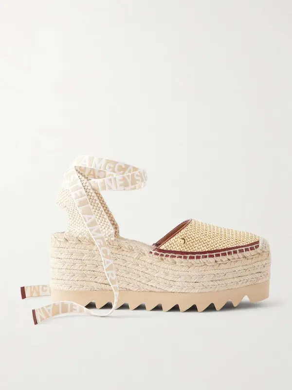 Stella McCartney Gaia Woven Wedge Espadrilles - Beige