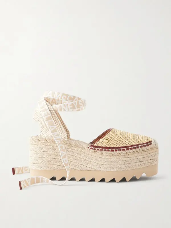 Stella McCartney Gaia Woven Wedge Espadrilles - Neutrals