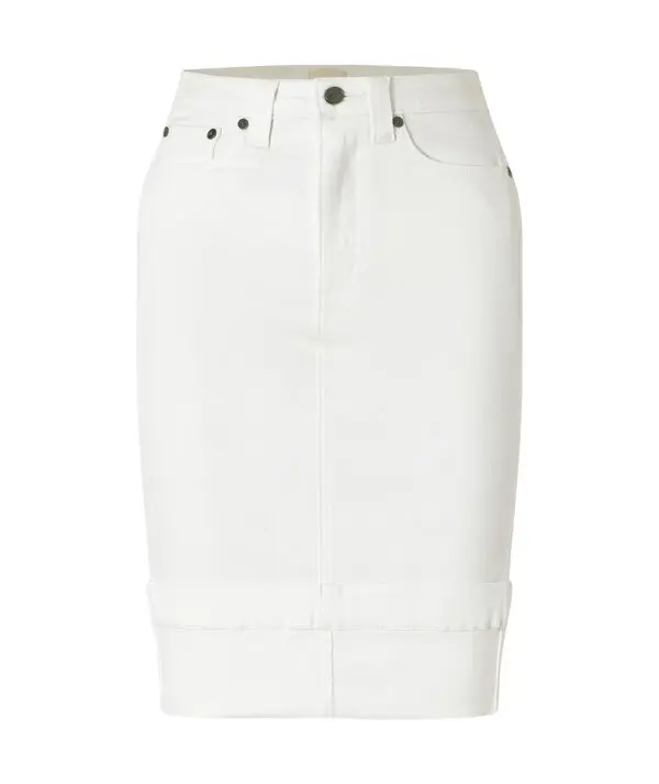 Khaite Kendra Denim Midi Skirt - White