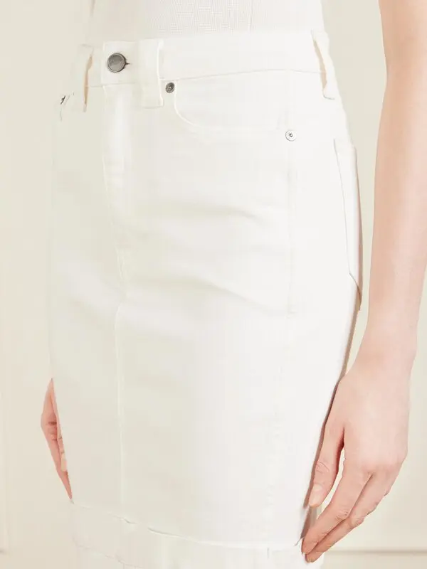 Khaite Kendra Denim Midi Skirt - White