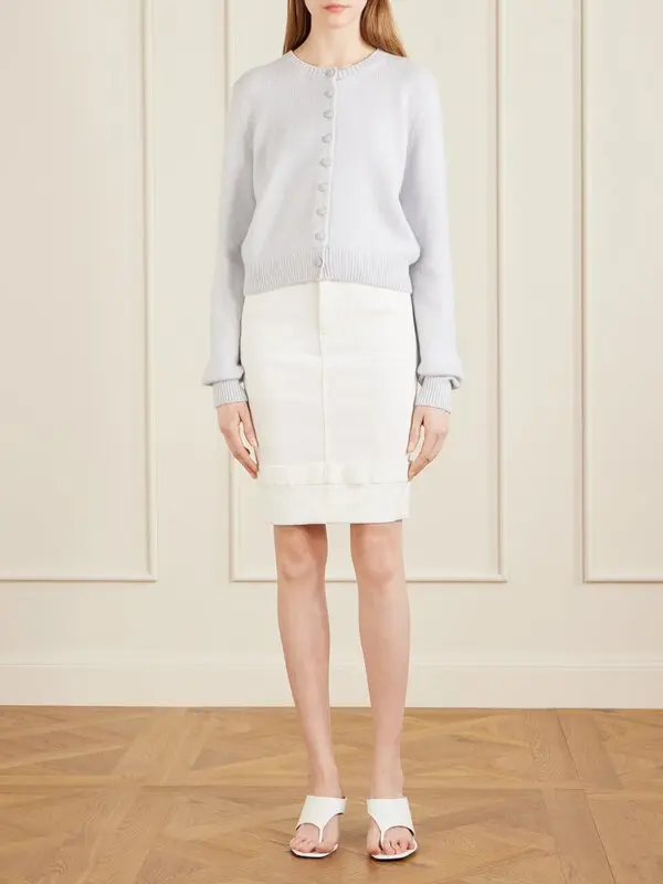 Khaite Kendra Denim Midi Skirt - White
